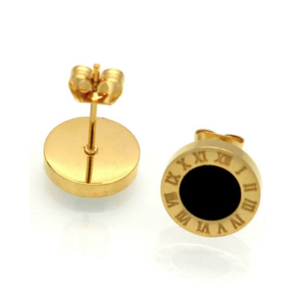 Cassia Stud Earrings w Roman Numerals - Stainless Steel – Pearls And Rocks